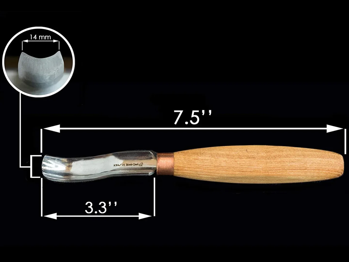 Compact short bent gouge. Sweep No8 (14mm) – CreativeTurning
